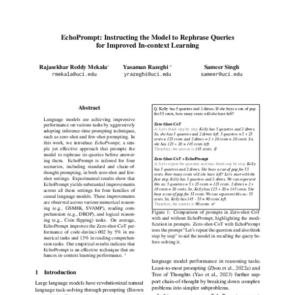 Echoprompt Instructing The Model To Rephrase Queries For Improved In