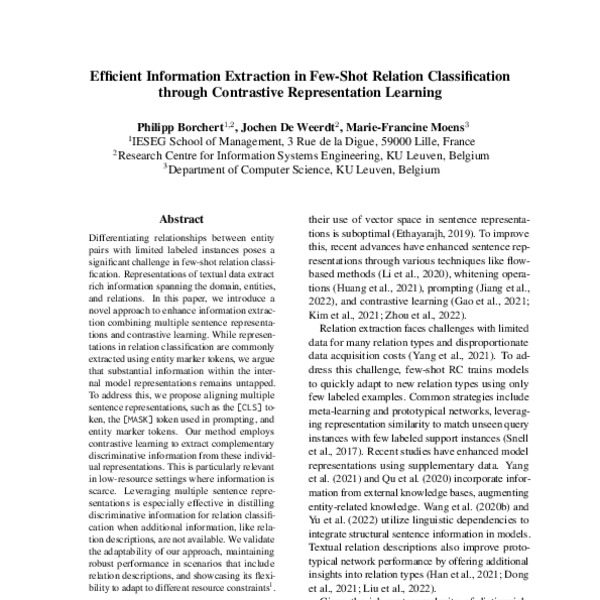 Efficient Information Extraction in Few-Shot Relation Classification through Contrastive ...