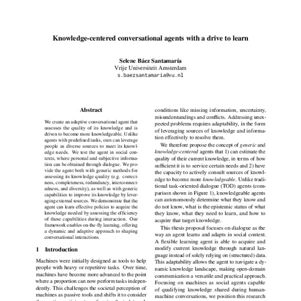 Knowledge-centered conversational agents with a drive to learn - ACL Anthology