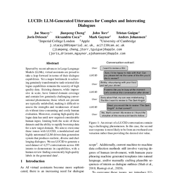 LUCID: LLM-Generated Utterances for Complex and Interesting Dialogues - ACL Anthology