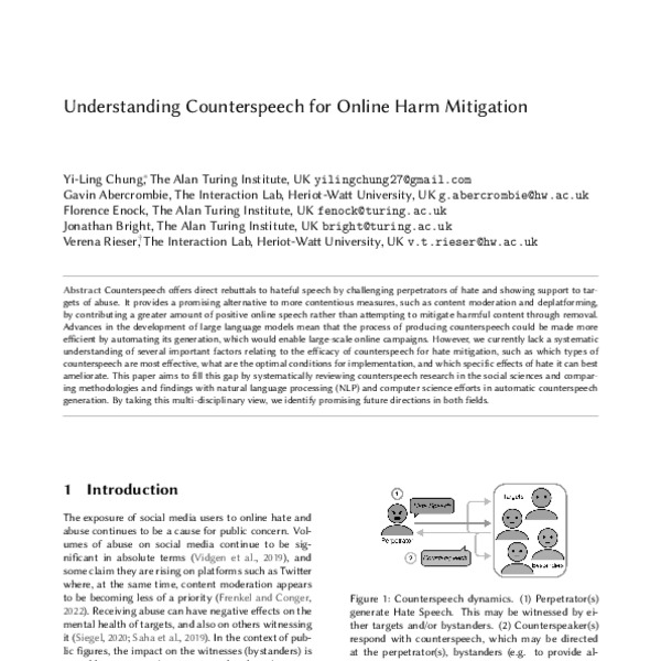 Understanding Counterspeech for Online Harm Mitigation - ACL Anthology