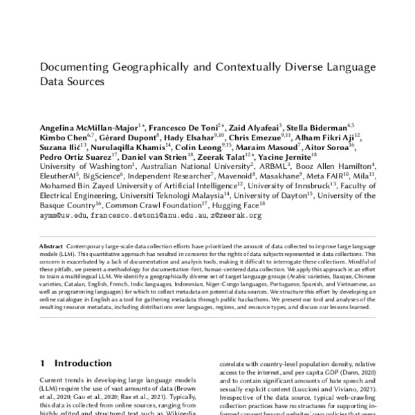 Documenting Geographically and Contextually Diverse Language Data ...