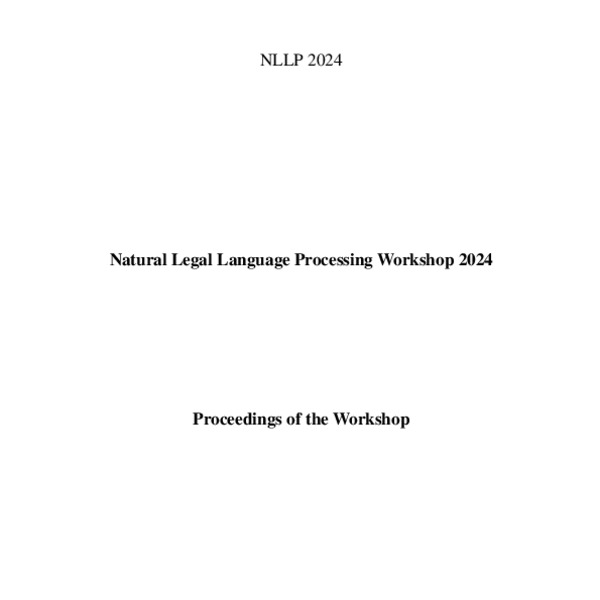 Proceedings of the Natural Legal Language Processing Workshop 2024 - ACL Anthology