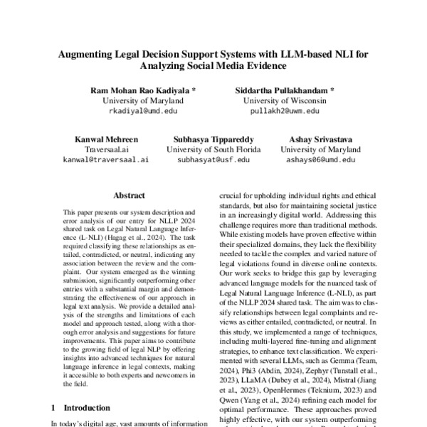 Augmenting Legal Decision Support Systems with LLM-based NLI for ...
