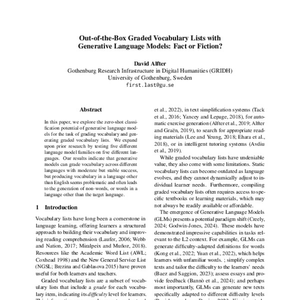 Out-of-the-Box Graded Vocabulary Lists with Generative Language Models ...