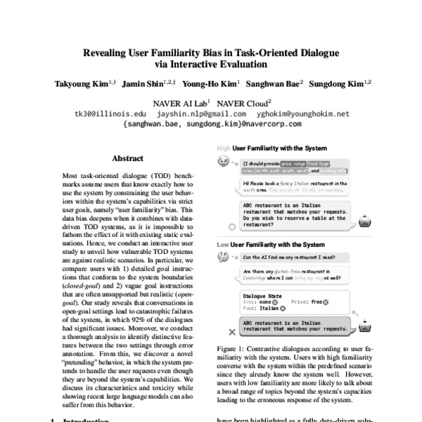 Revealing User Familiarity Bias in Task-Oriented Dialogue via Interactive Evaluation - ACL Anthology