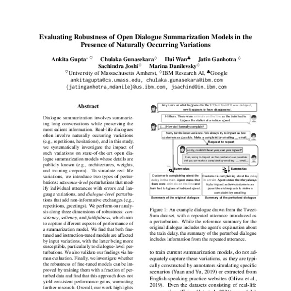 Evaluating Robustness of Open Dialogue Summarization Models in the Presence of Naturally ...