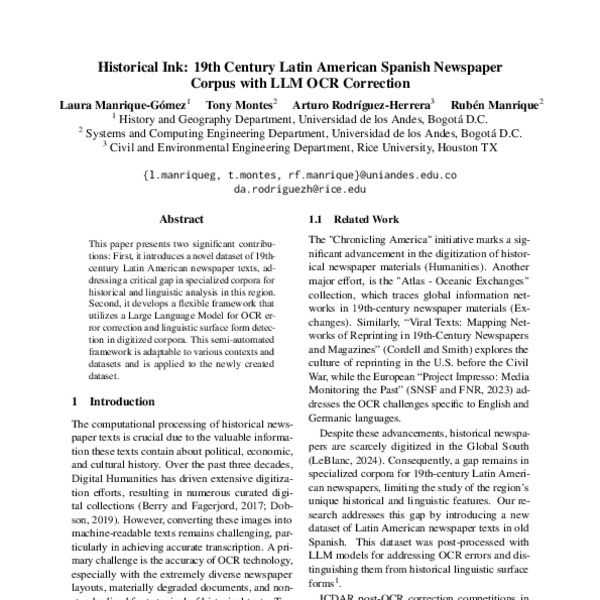 Historical Ink: 19th Century Latin American Spanish Newspaper Corpus ...