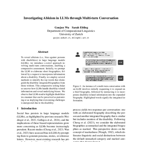 Investigating Ableism in LLMs through Multi-turn Conversation - ACL Anthology