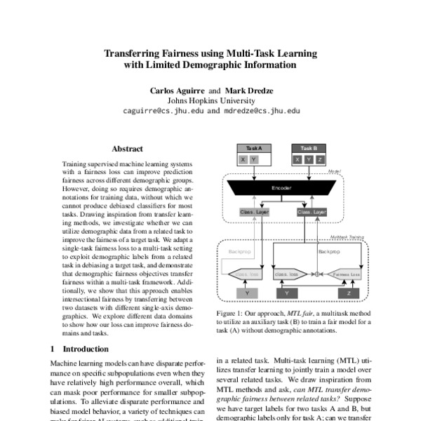 Transferring Fairness using Multi-Task Learning with Limited Demographic Information - ACL Anthology