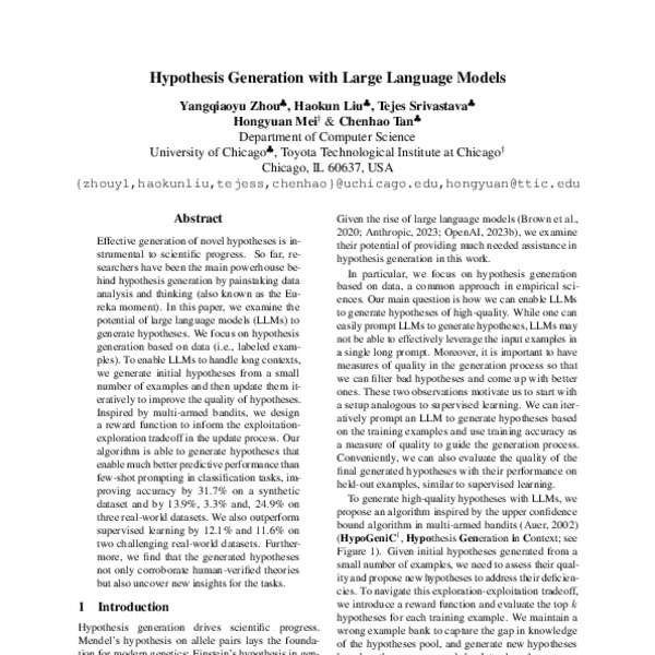 Hypothesis Generation with Large Language Models - ACL Anthology