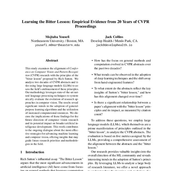Learning the Bitter Lesson: Empirical Evidence from 20 Years of CVPR ...