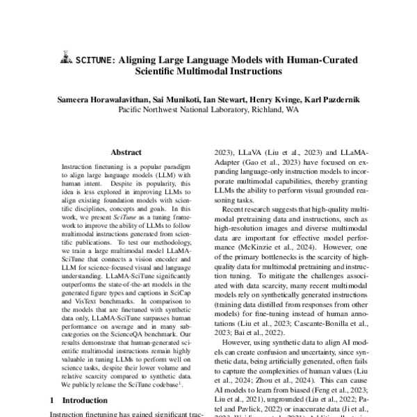 Scitune Aligning Large Language Models With Human Curated Scientific Multimodal Instructions