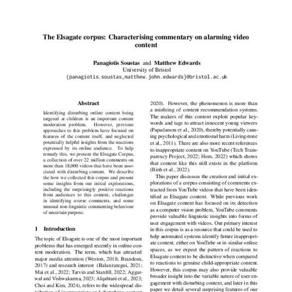 The Elsagate Corpus: Characterising Commentary on Alarming Video ...