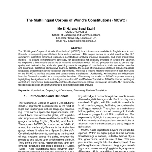 The Multilingual Corpus of World’s Constitutions (MCWC) - ACL Anthology