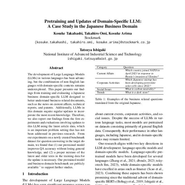 Pretraining and Updates of Domain-Specific LLM: A Case Study in the ...