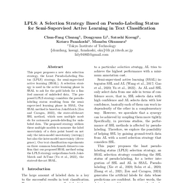 LPLS: A Selection Strategy Based on Pseudo-Labeling Status for Semi ...