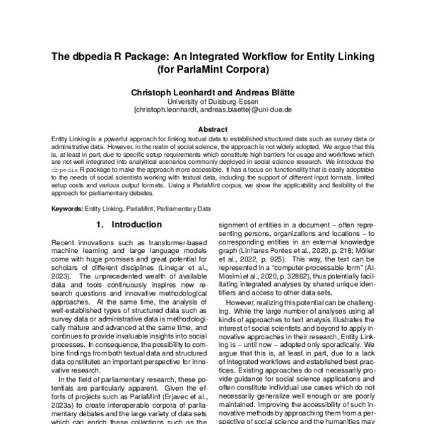The dbpedia R Package: An Integrated Workflow for Entity Linking (for ParlaMint Corpora) - ACL ...