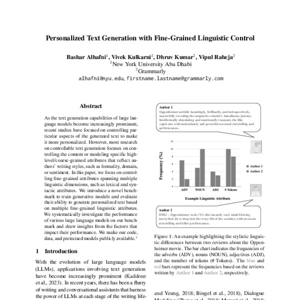 Personalized Text Generation with Fine-Grained Linguistic Control - ACL ...