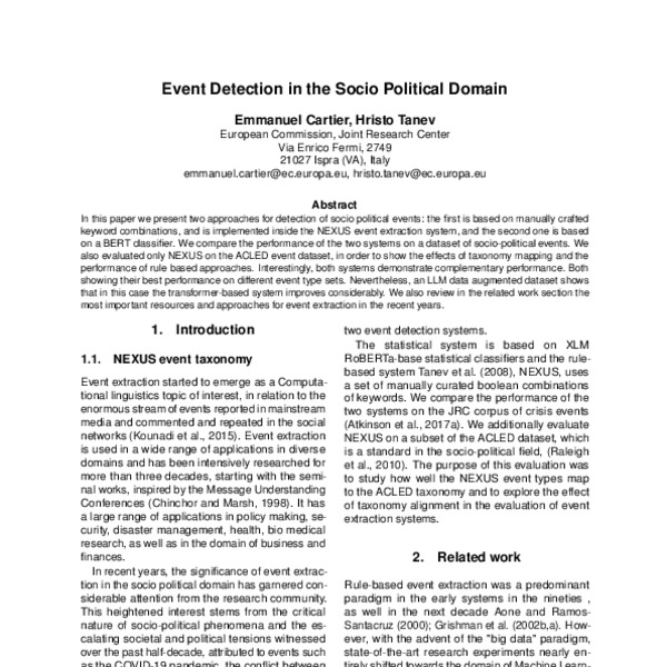 Event Detection in the Socio Political Domain - ACL Anthology