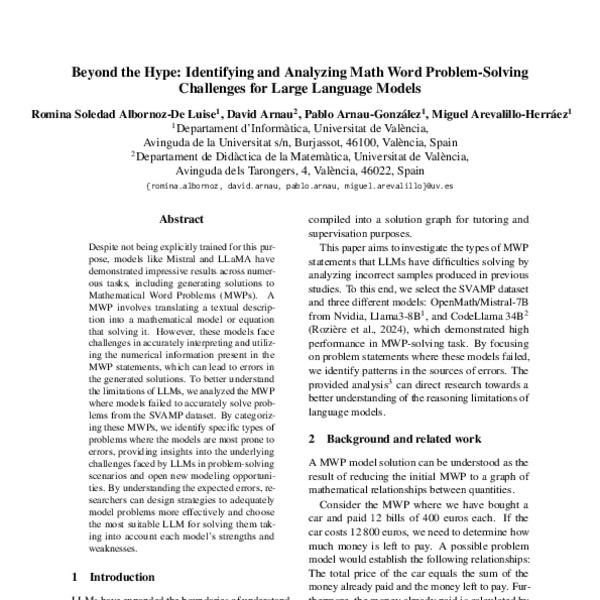 Beyond the Hype: Identifying and Analyzing Math Word Problem-Solving ...
