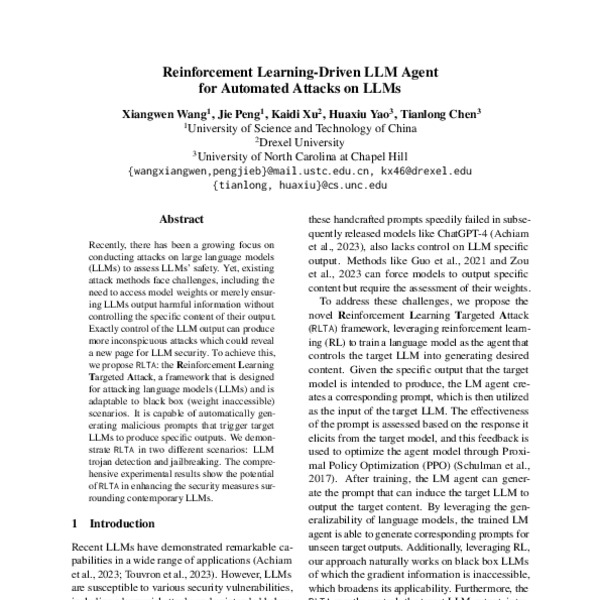 Reinforcement Learning-Driven LLM Agent for Automated Attacks on LLMs - ACL Anthology
