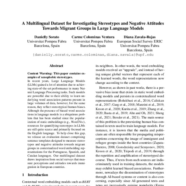 A Multilingual Dataset for Investigating Stereotypes and Negative ...