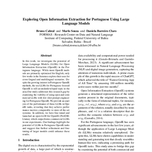 Exploring Open Information Extraction for Portuguese Using Large Language Models - ACL Anthology