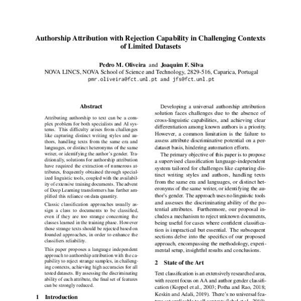 Authorship Attribution With Rejection Capability In Challenging