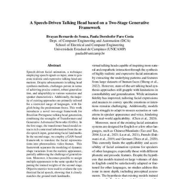 A Speech-Driven Talking Head based on a Two-Stage Generative Framework - ACL Anthology