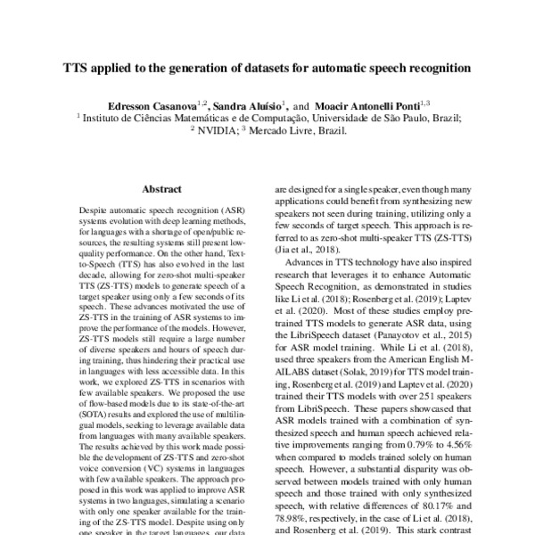 TTS applied to the generation of datasets for automatic speech recognition - ACL Anthology
