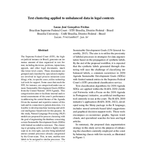 Text clustering applied to unbalanced data in legal contexts - ACL Anthology