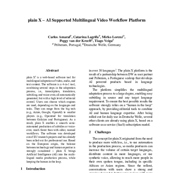 plain X – AI Supported Multilingual Video Workflow Platform - ACL Anthology