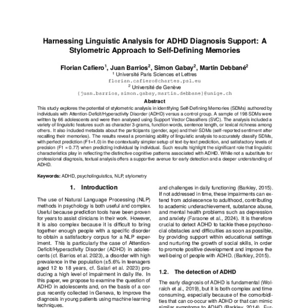 Harnessing Linguistic Analysis for ADHD Diagnosis Support: A ...