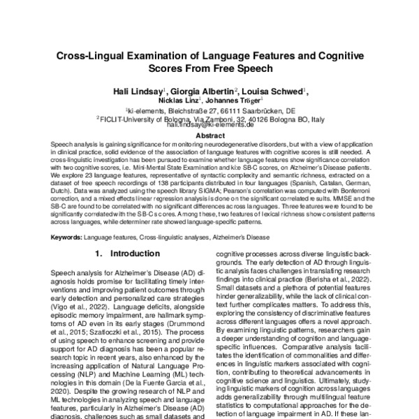 Cross-Lingual Examination of Language Features and Cognitive Scores ...
