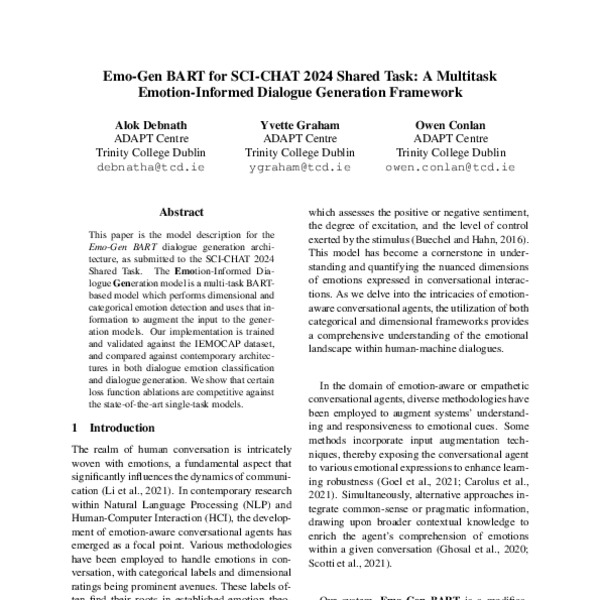 Emo-Gen BART - A Multitask Emotion-Informed Dialogue Generation ...