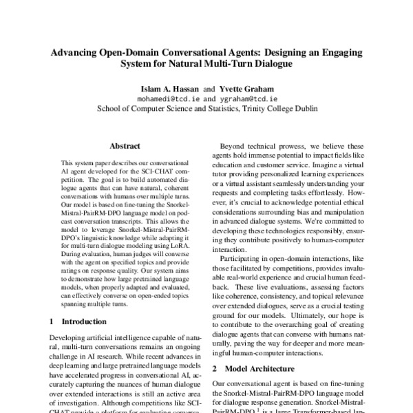 Advancing Open-Domain Conversational Agents - Designing an Engaging System for Natural Multi ...