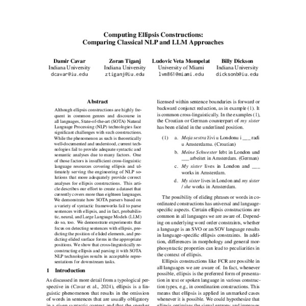 Computing Ellipsis Constructions Comparing Classical Nlp And Llm