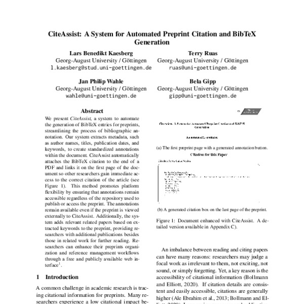 CiteAssist: A System for Automated Preprint Citation and BibTeX ...