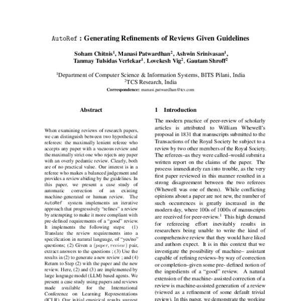 AutoRef: Generating Refinements of Reviews Given Guidelines - ACL Anthology