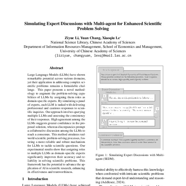 Simulating Expert Discussions with Multi-agent for Enhanced Scientific ...