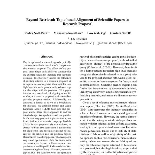 Beyond Retrieval: Topic-based Alignment of Scientific Papers to ...