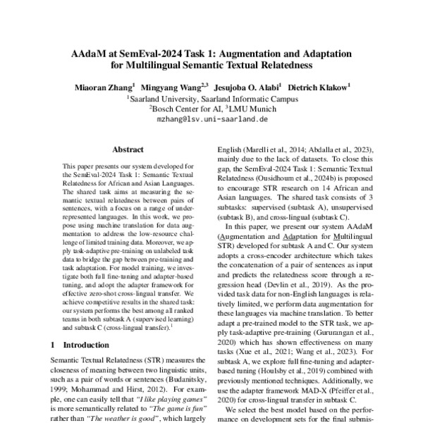 AAdaM at SemEval-2024 Task 1: Augmentation and Adaptation for Multilingual Semantic Textual ...