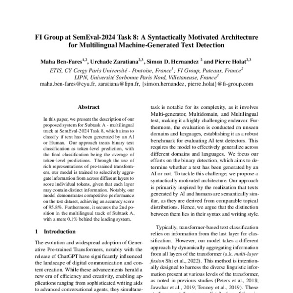 FI Group at SemEval-2024 Task 8: A Syntactically Motivated Architecture for Multilingual Machine ...