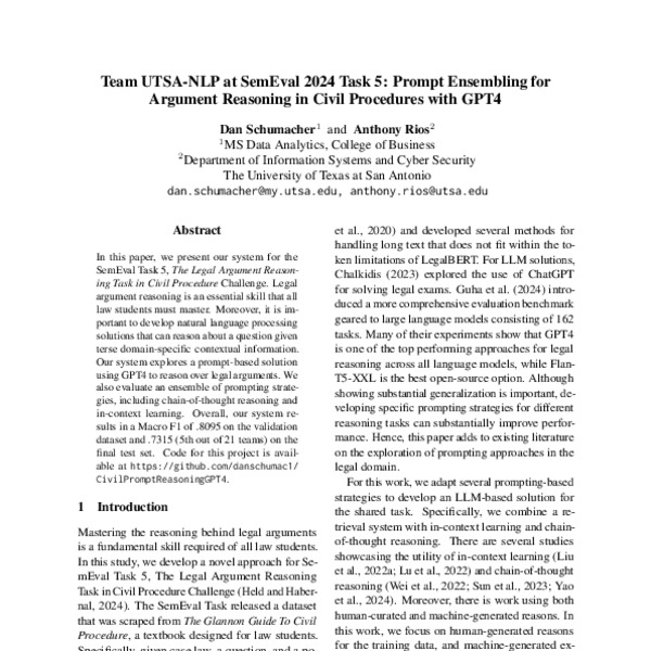 Team UTSA-NLP at SemEval 2024 Task 5: Prompt Ensembling for Argument Reasoning in Civil ...