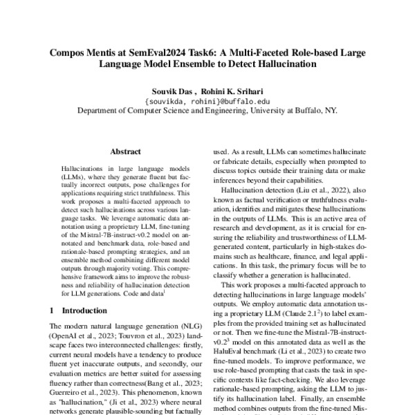 Compos Mentis at SemEval2024 Task6: A Multi-Faceted Role-based Large Language Model Ensemble to ...