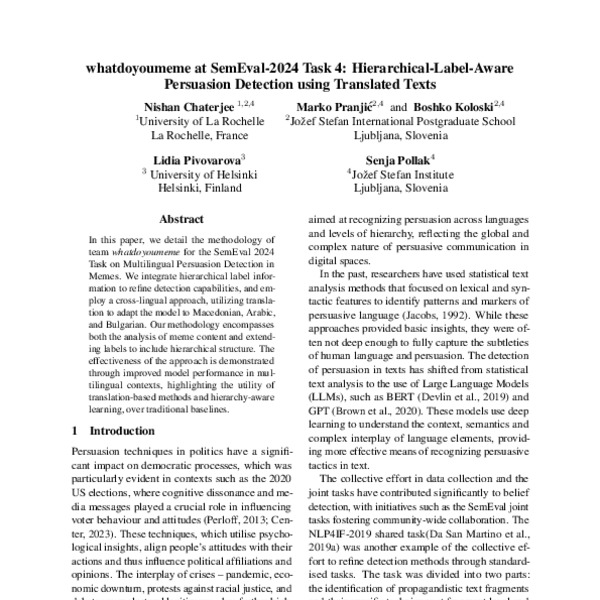 whatdoyoumeme at SemEval-2024 Task 4: Hierarchical-Label-Aware Persuasion Detection using ...