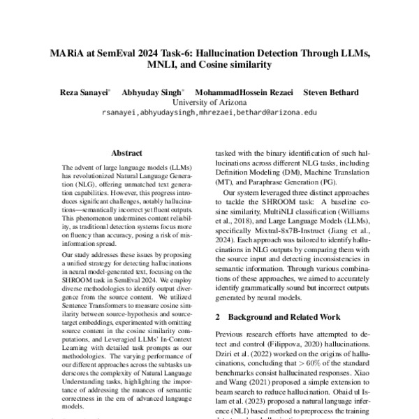 MARiA at SemEval 2024 Task-6: Hallucination Detection Through LLMs ...