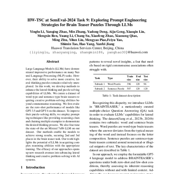HW-TSC at SemEval-2024 Task 9: Exploring Prompt Engineering Strategies for Brain Teaser Puzzles ...