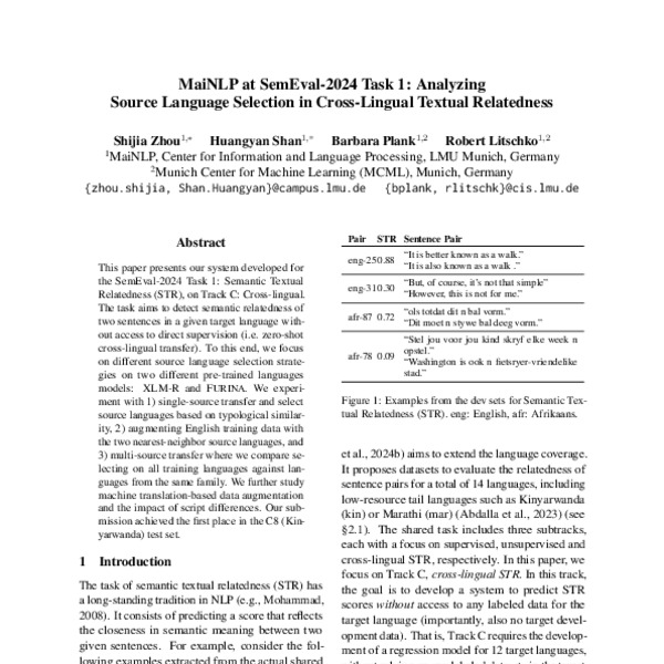 MaiNLP at SemEval-2024 Task 1: Analyzing Source Language Selection in Cross-Lingual Textual ...